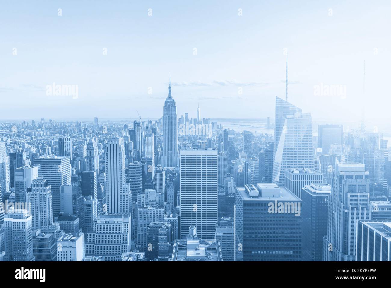 New York City Manhattan midtown aerial panorama view with skyscrapers ...