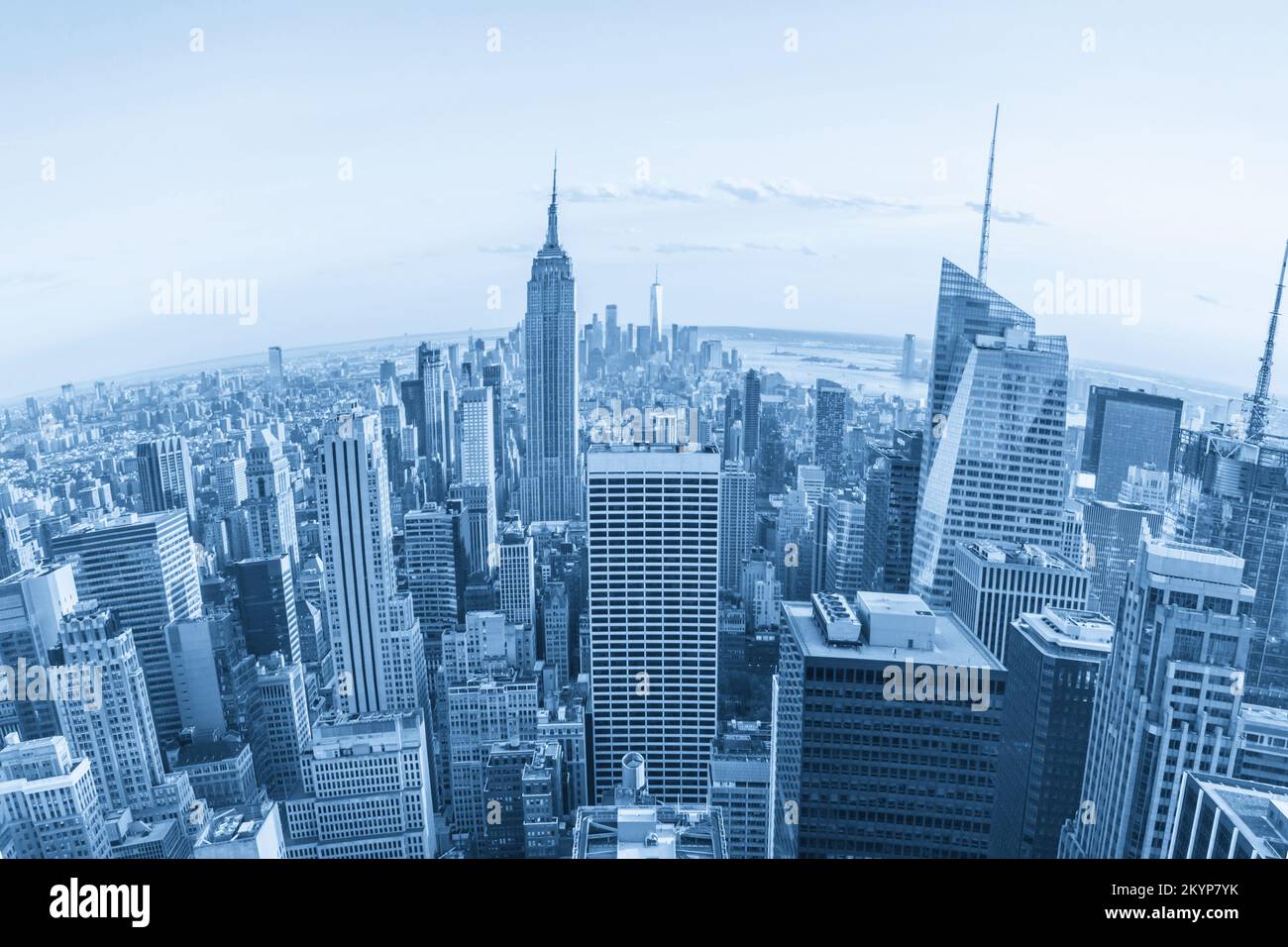 Fisheye aerial view of Manhattan in New York City, USA. Skyline ...
