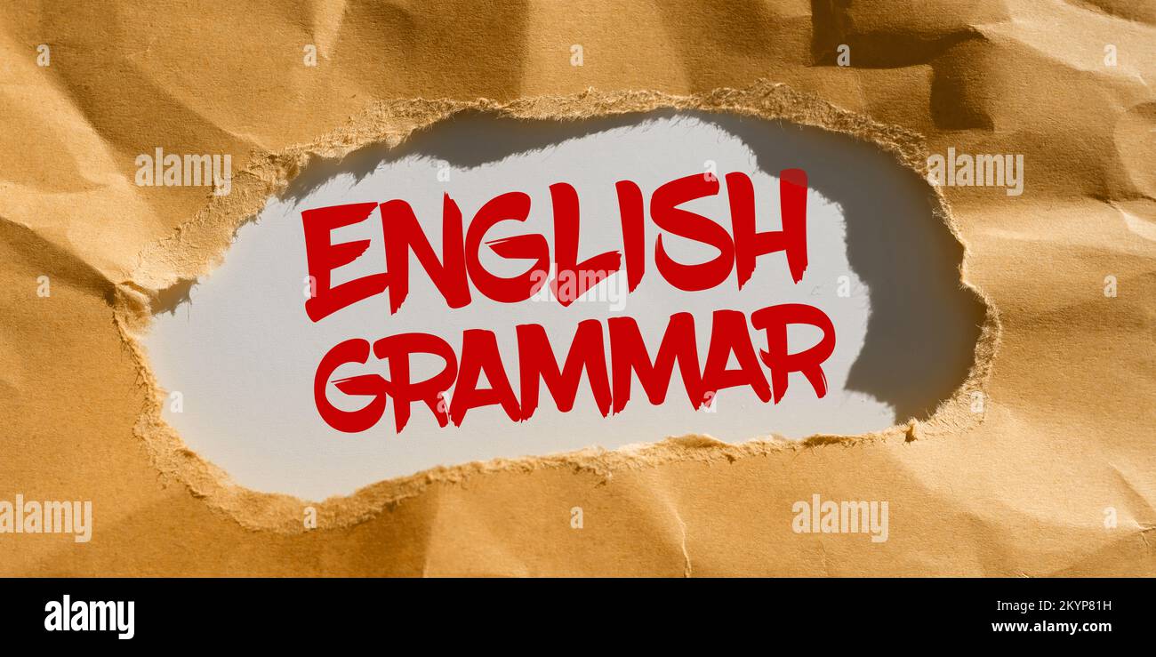 Hand writing sign English Grammar. Business concept courses cover all ...