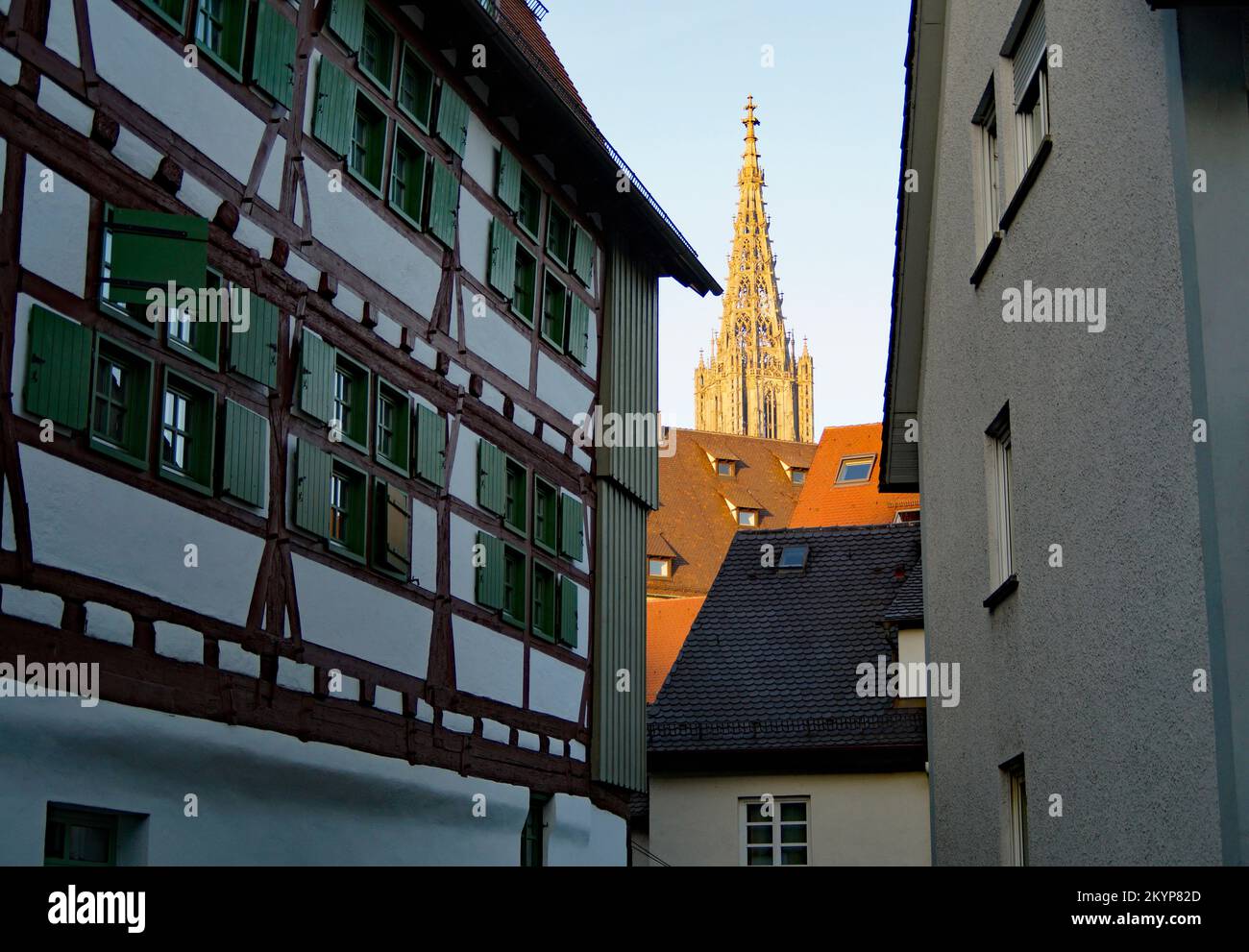 Scenic view of the Ulm City with its famous gothic Ulmer Muenster or ...