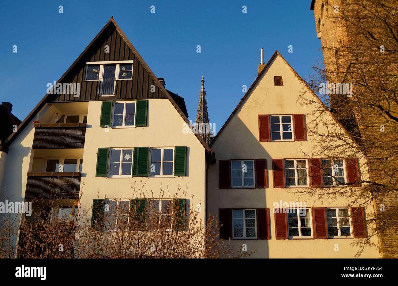 Scenic view of the Ulm City with its famous gothic Ulmer Muenster or ...
