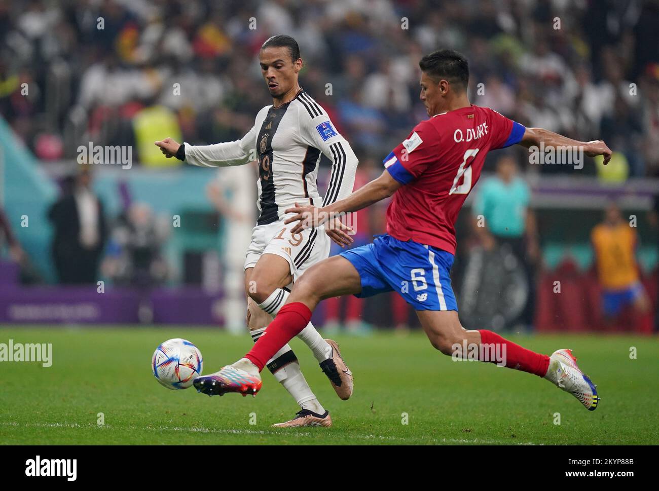 Germany's Leroy Sane (left) and Costa Rica's Oscar Duarte battle for ...