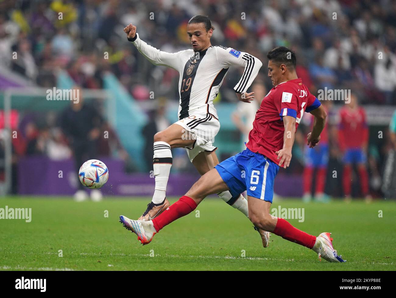 Germany's Leroy Sane (left) and Costa Rica's Oscar Duarte battle for ...