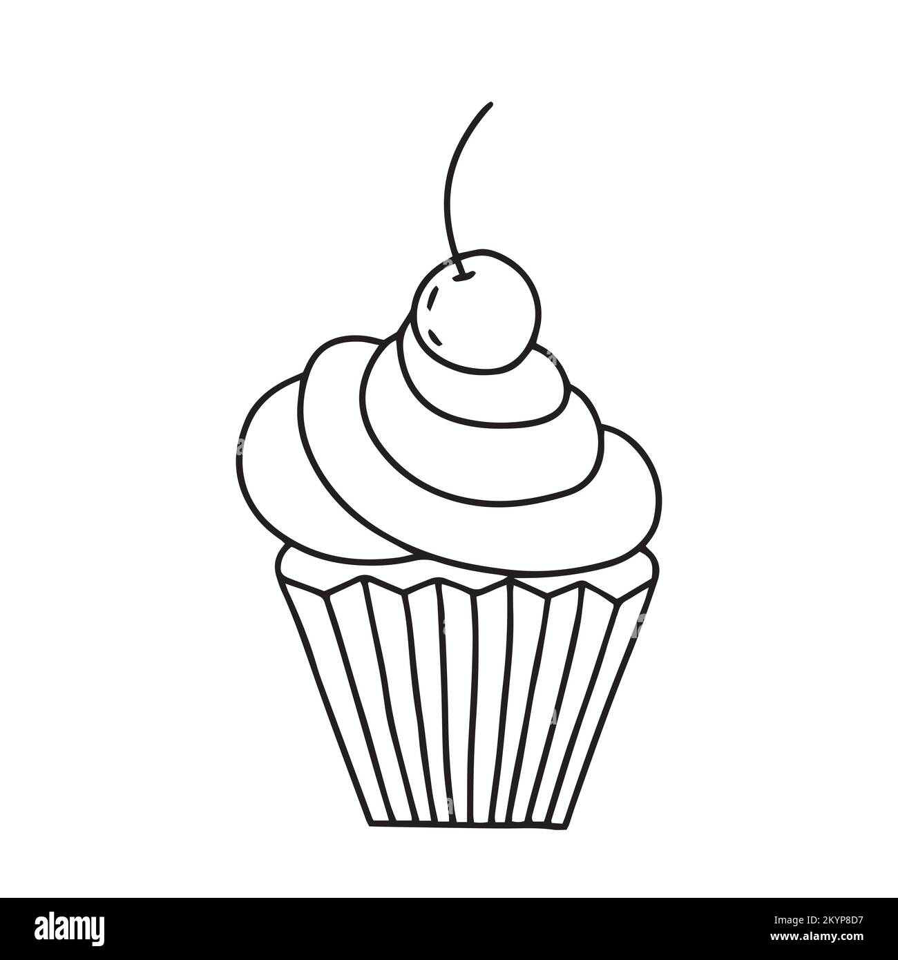 Hand drawn doodle cupcake with berry Stock Vector Image & Art - Alamy