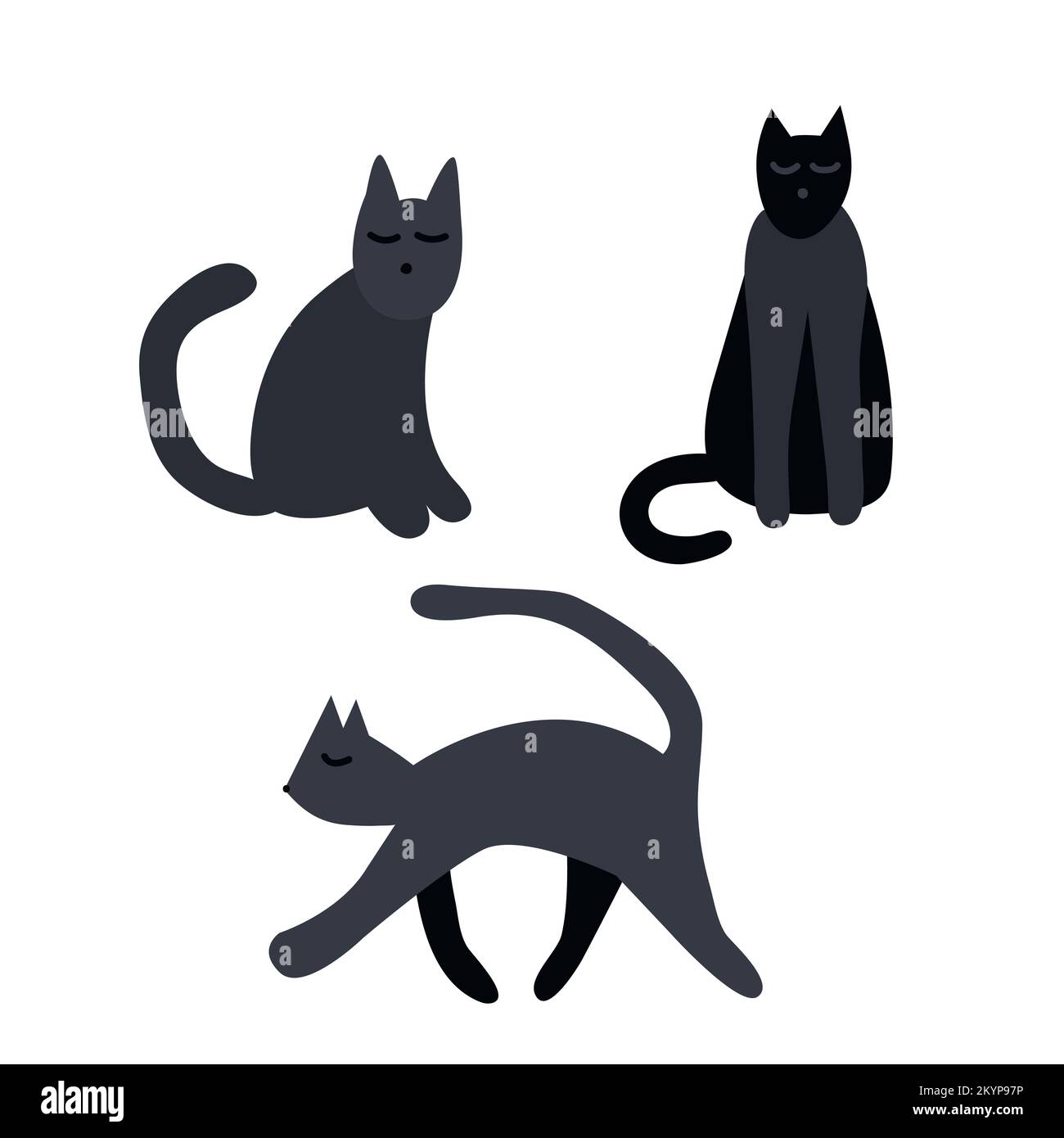 Hand drawn black cats set Stock Vector Image & Art - Alamy