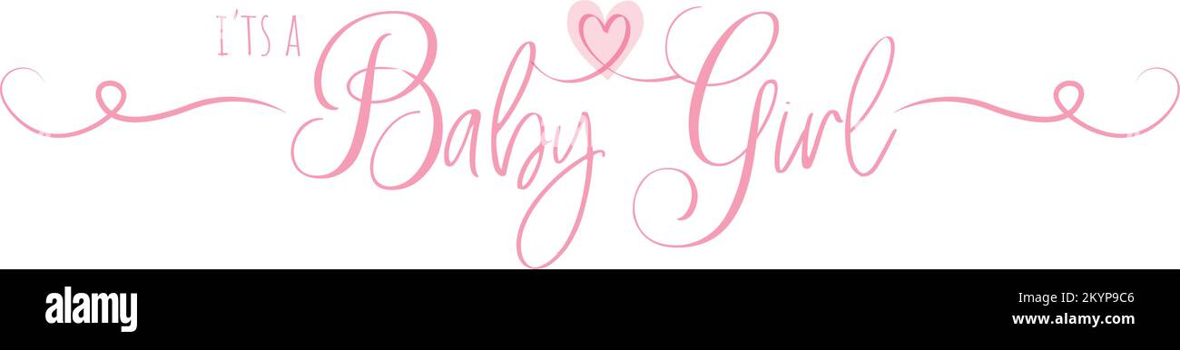 It's a baby girl, vector. Baby shower banner design. Pink wording ...