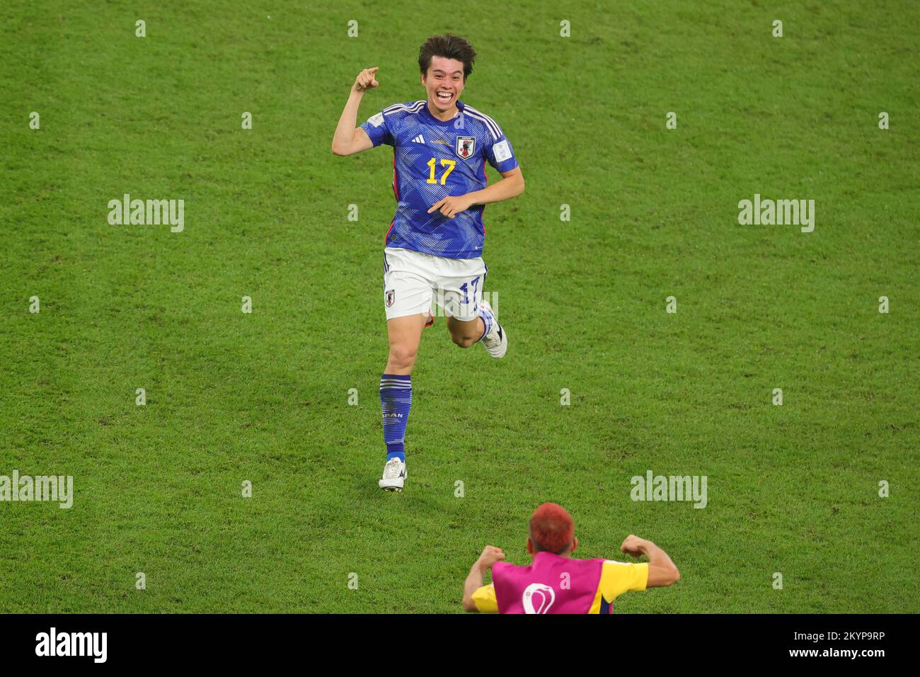 Doha, Qatar. 01st Dec, 2022. Ao Tanaka of Japan scores a goal after a ...