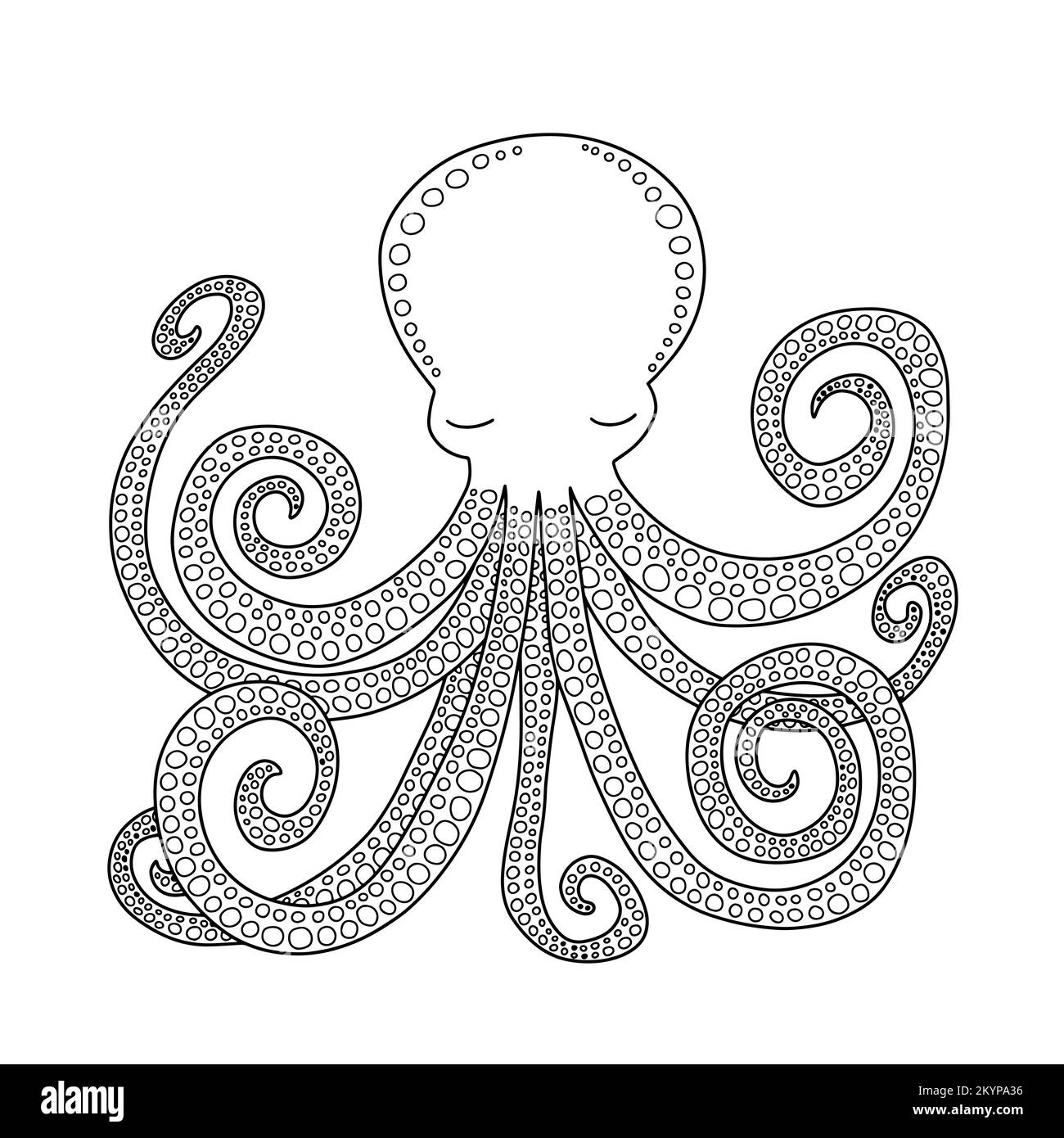 Octopus black white coloring Cut Out Stock Images & Pictures - Alamy