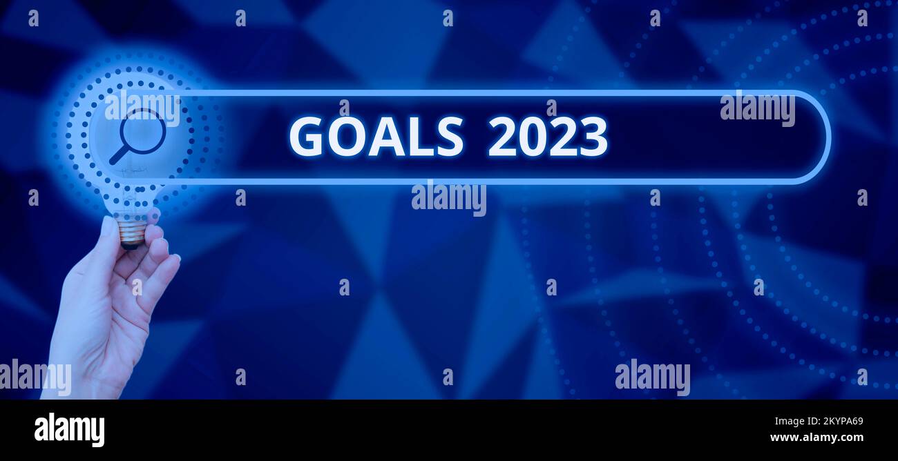 Sign displaying Goals 2023. Business showcase identifying something you ...