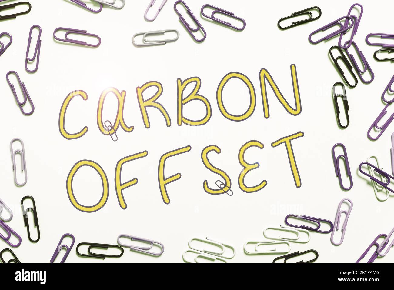 Conceptual caption Carbon Offset. Word for Reduction in emissions of ...