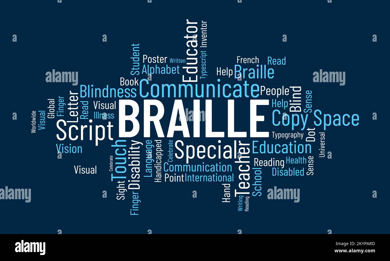 Braille world cloud background. Educational awareness Vector ...