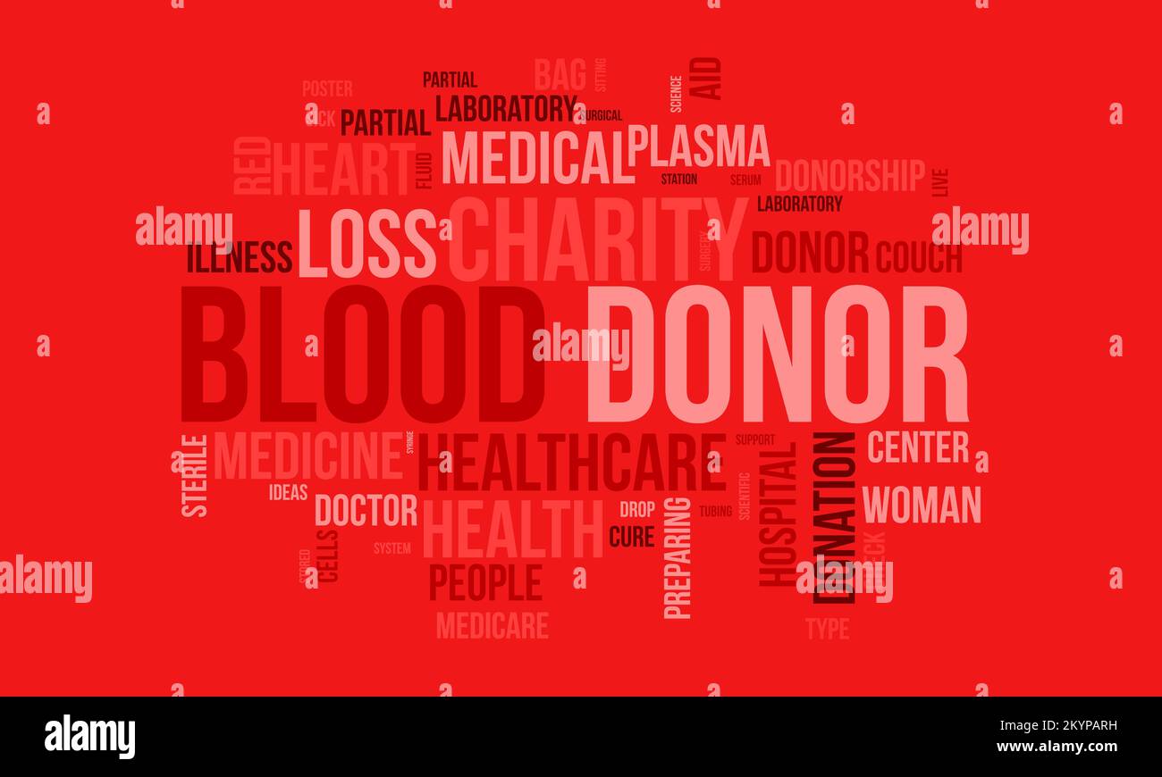 Blood Donor world cloud background. Health awareness Vector illustration design concept Stock ...