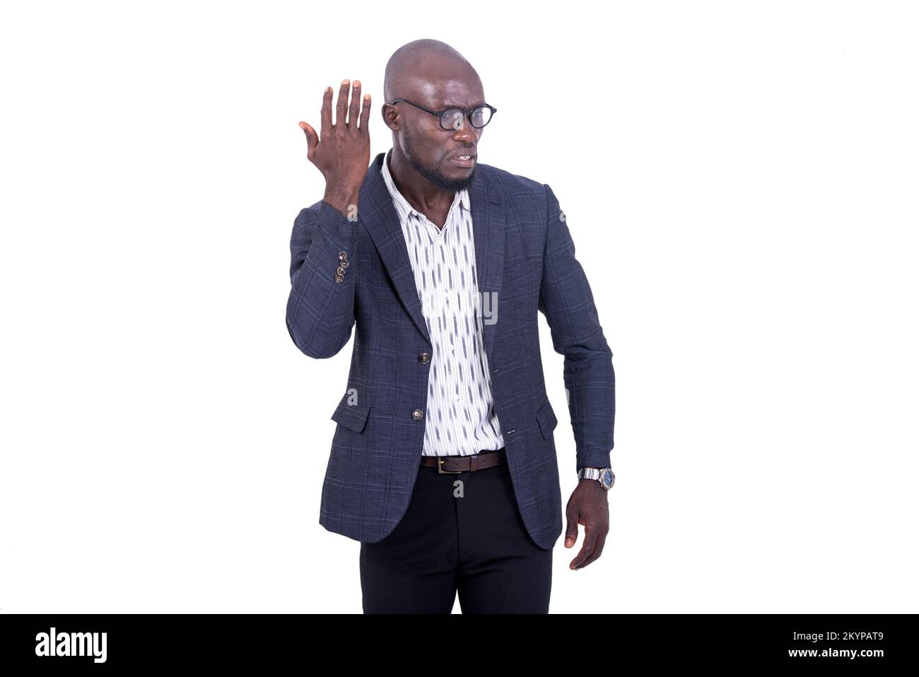 portrait of a handsome furious adult businessman gesturing his hand ...