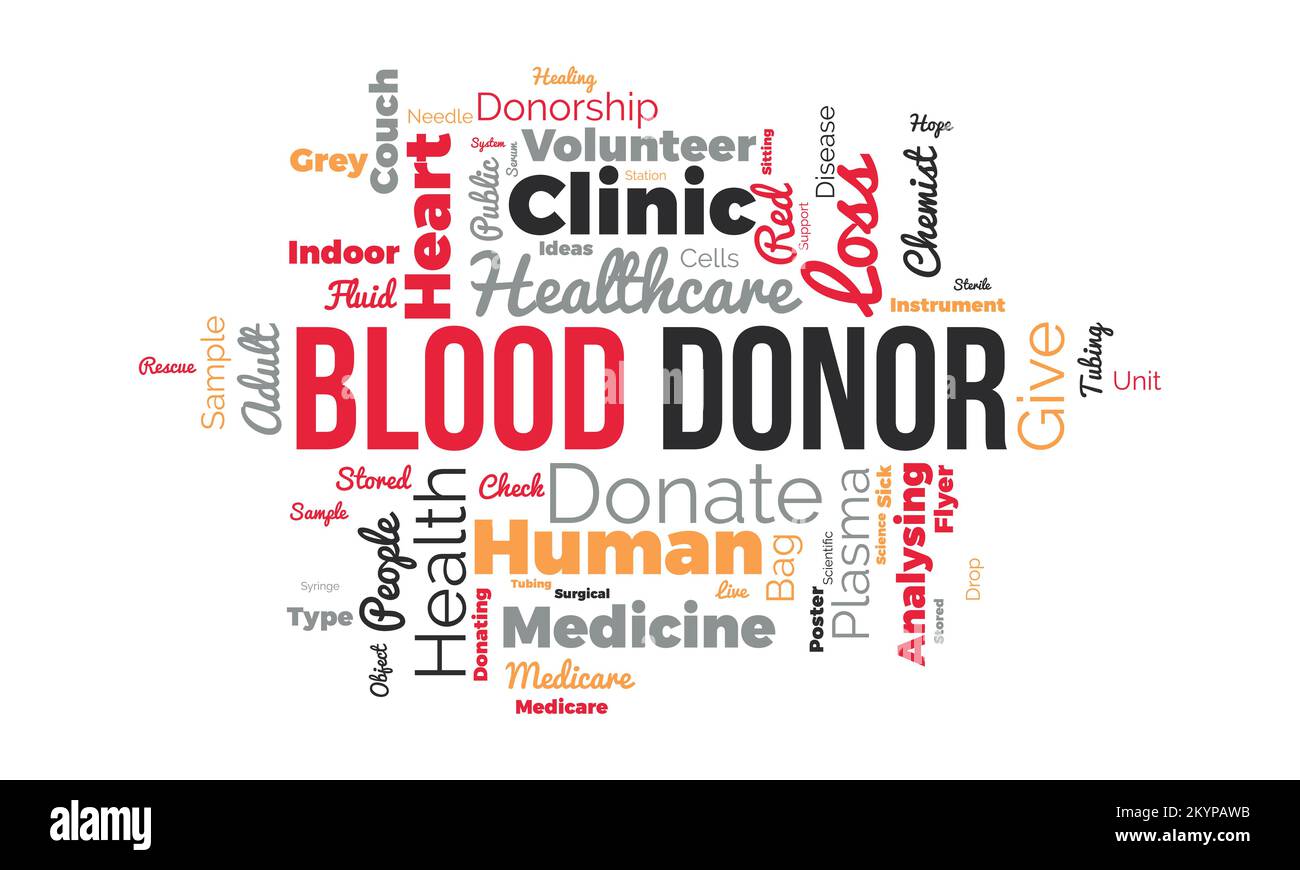 Blood Donor world cloud background. Health awareness Vector ...