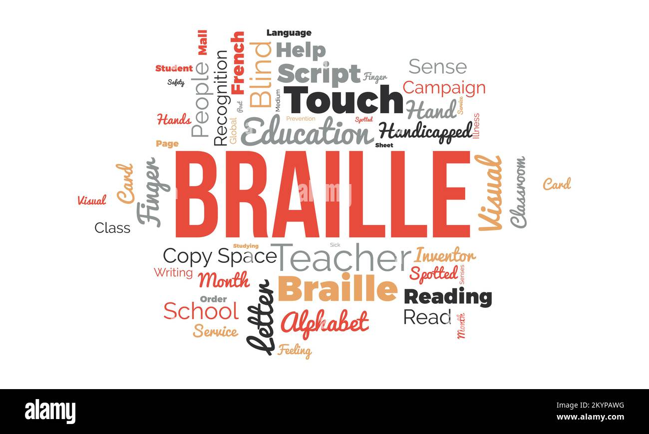 Braille world cloud background. Educational awareness Vector ...