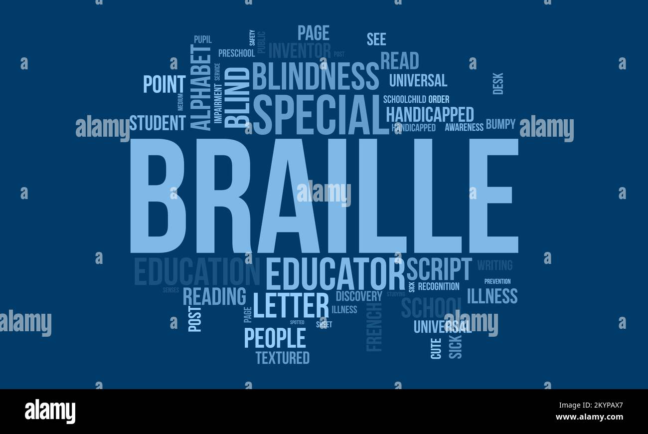 Braille world cloud background. Educational awareness Vector ...