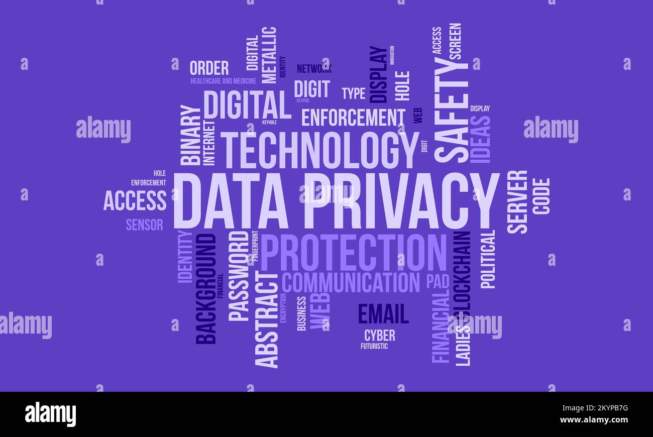Data Privacy world cloud background. Safety Technology awareness Vector ...