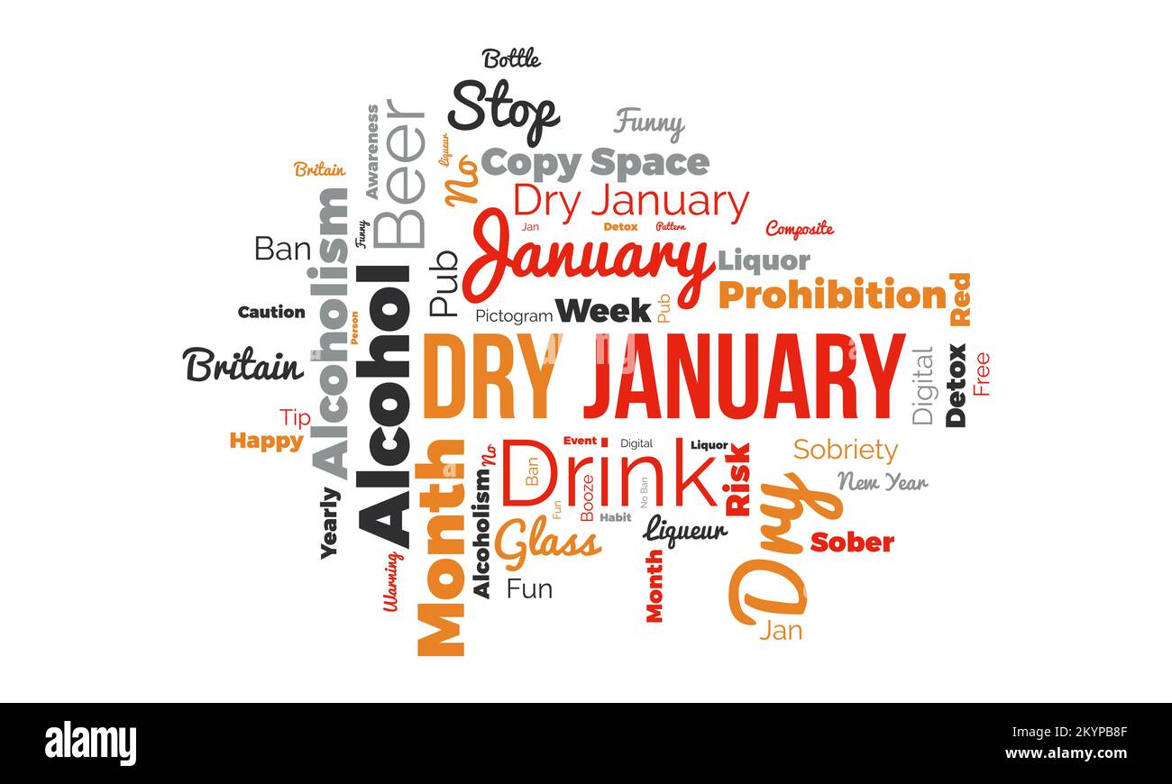Dry January world cloud background. Drinking or Health awareness Vector ... Dry January world cloud background. Drinking or Health awareness Vector ...