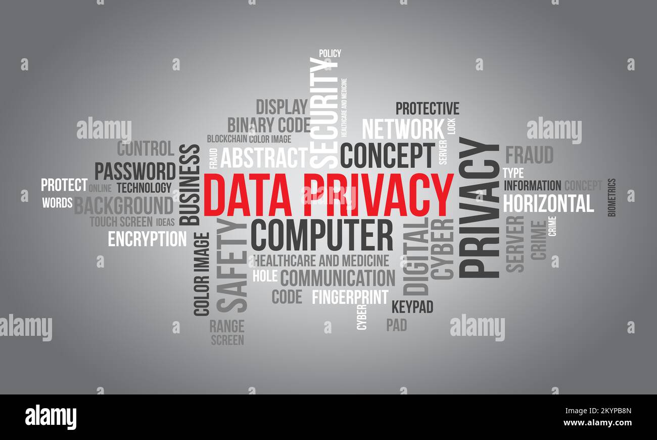 Data Privacy world cloud background. Safety Technology awareness Vector ...
