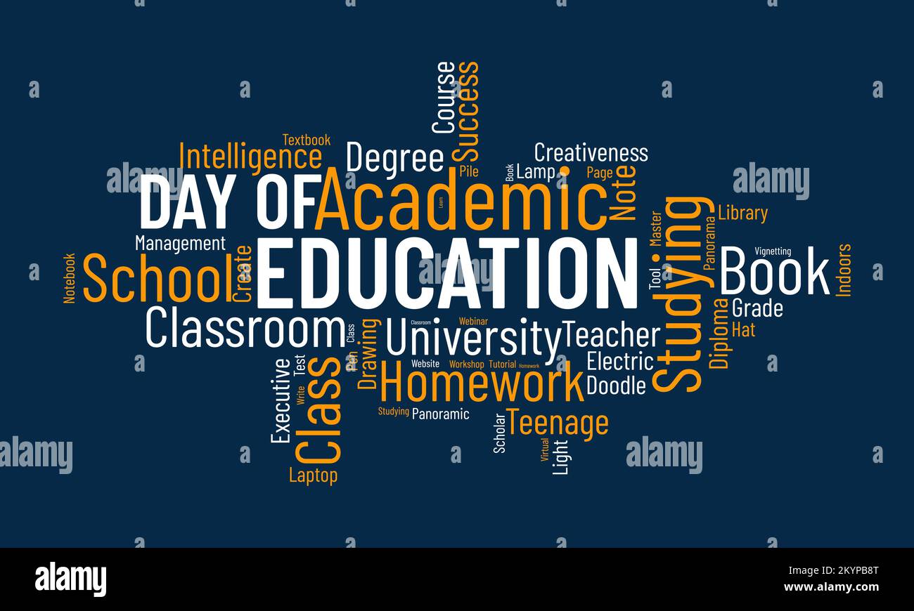 Day Of Education world cloud background. Educational awareness Vector ...