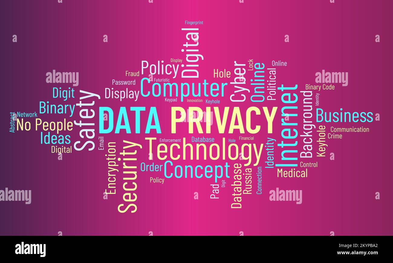 Data Privacy world cloud background. Safety Technology awareness Vector ...