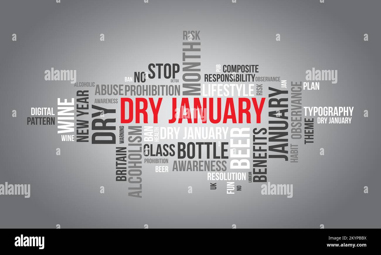 Dry January world cloud background. Drinking or Health awareness Vector ... Dry January world cloud background. Drinking or Health awareness Vector ...