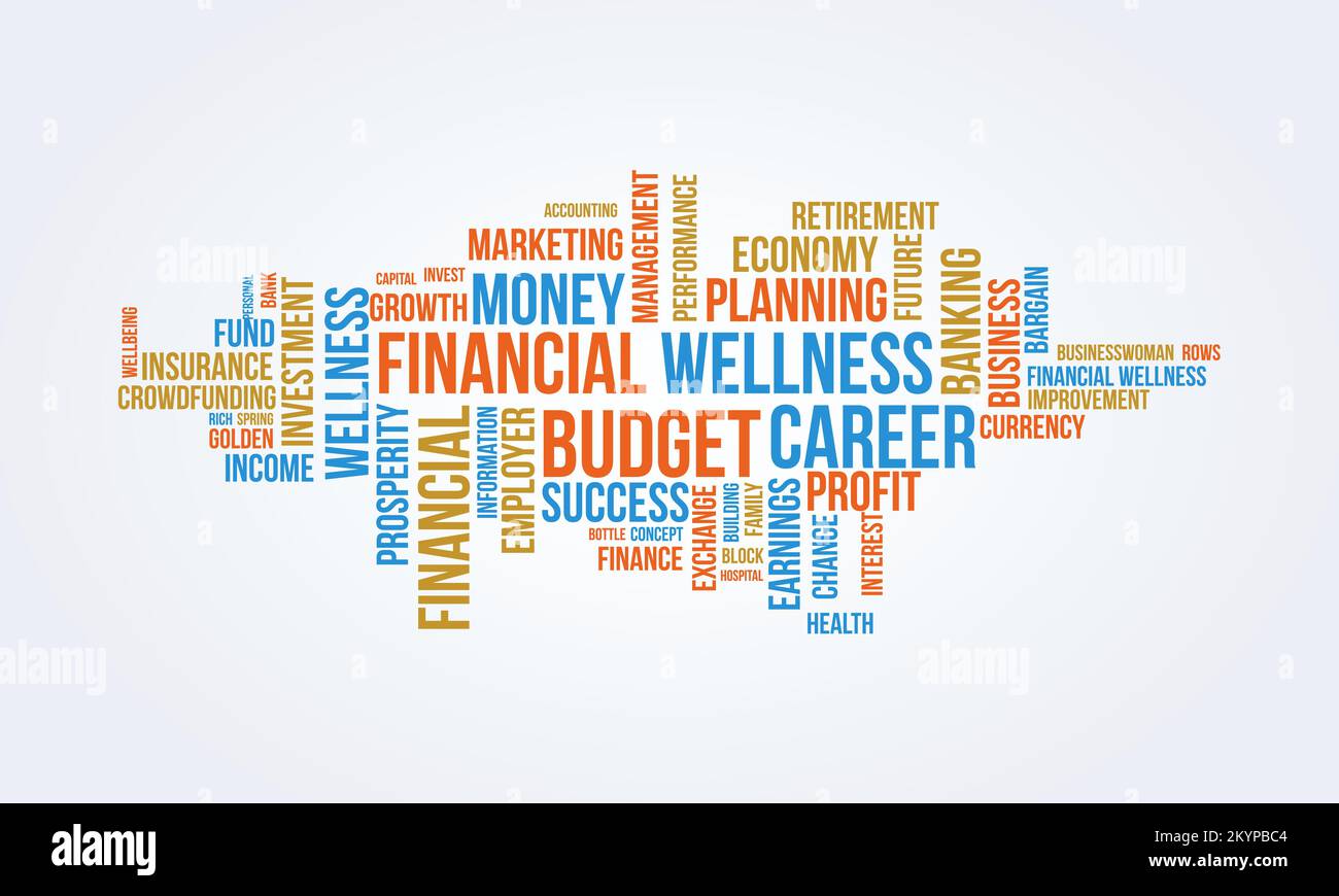 Financial Wellness world cloud background. Lifestyle awareness Vector ...