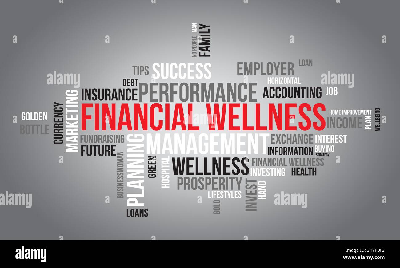 Financial Wellness world cloud background. Lifestyle awareness Vector ...