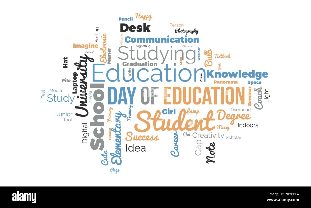 Day Of Education world cloud background. Educational awareness Vector ...