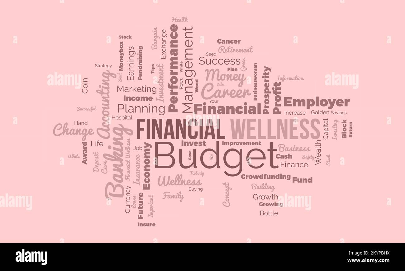 Financial Wellness world cloud background. Lifestyle awareness Vector ...