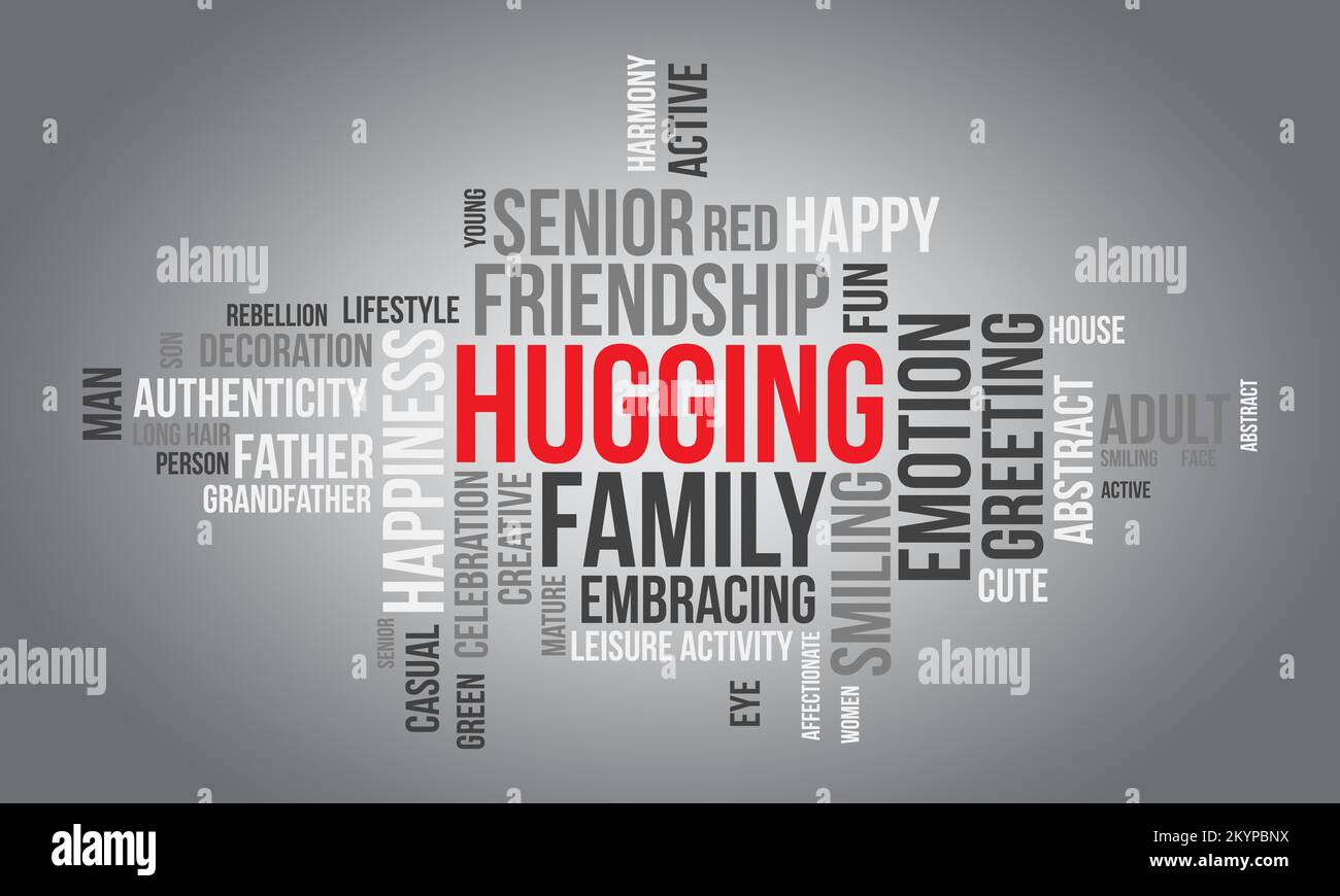 Hugging world cloud background. Relationship awareness Vector ...