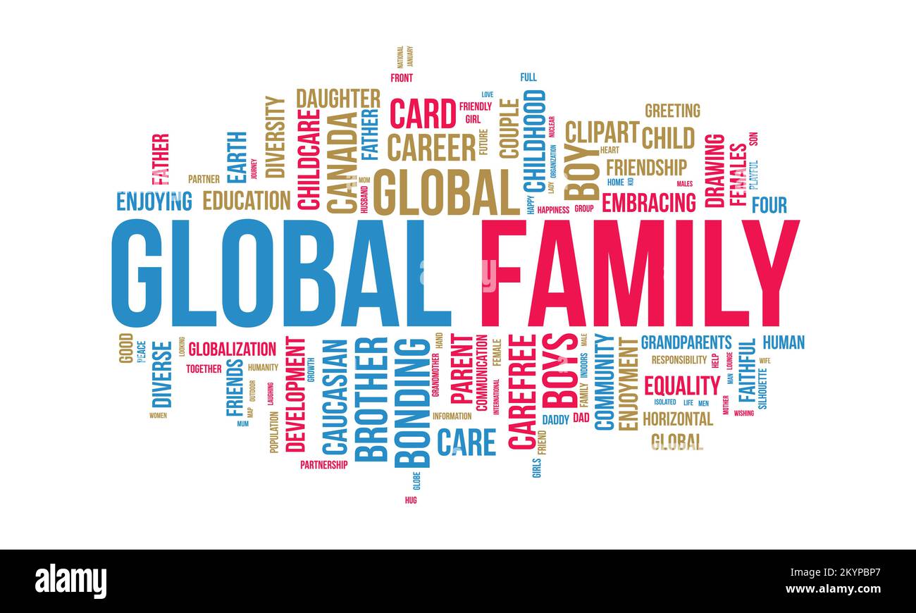Global Family world cloud background. Relationship awareness Vector ...