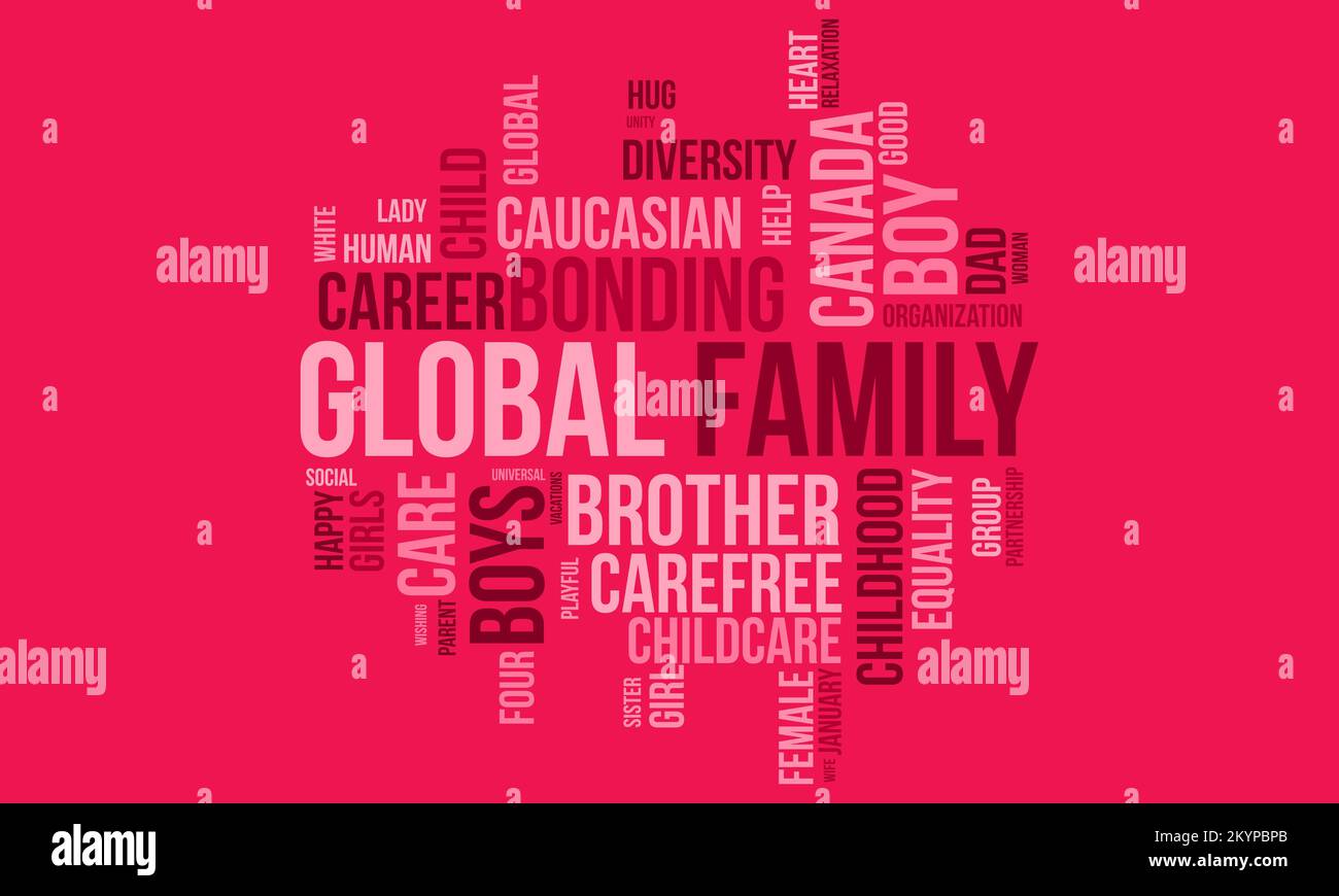 Global Family world cloud background. Relationship awareness Vector ...