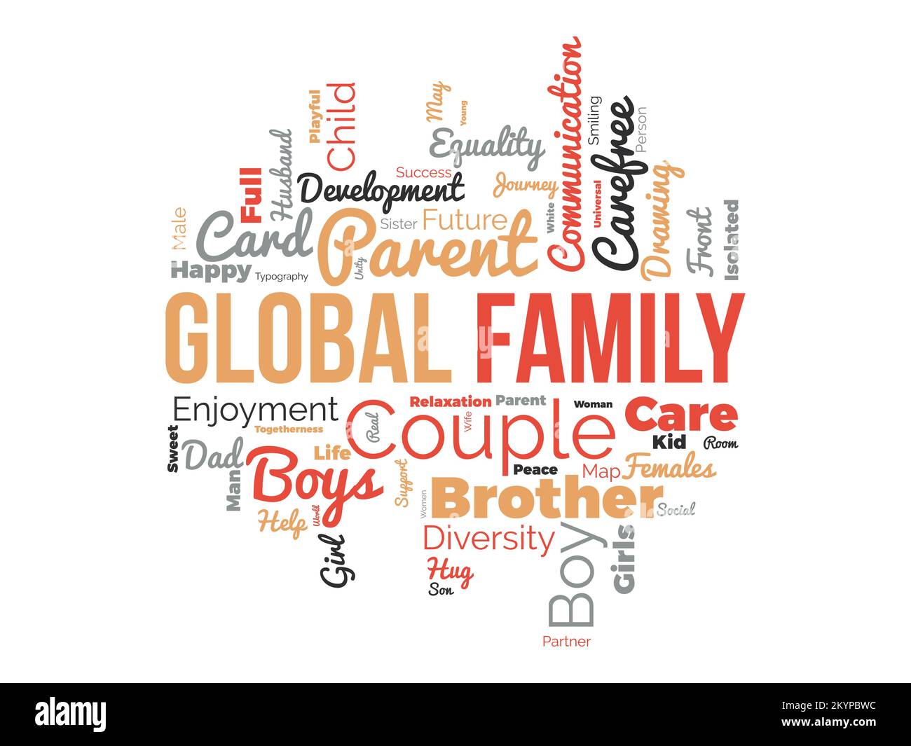 Global Family world cloud background. Relationship awareness Vector ...