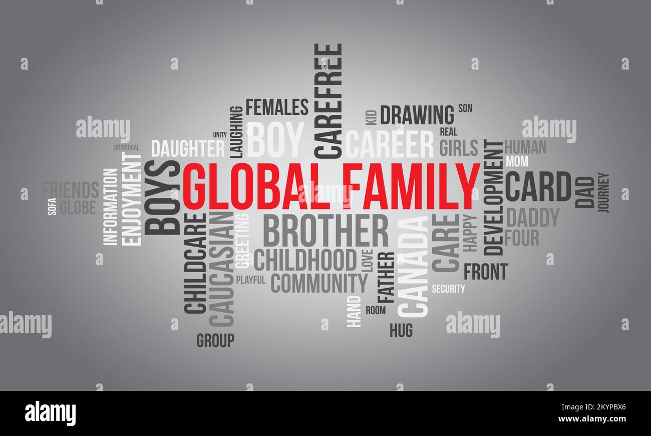 Global Family world cloud background. Relationship awareness Vector ...