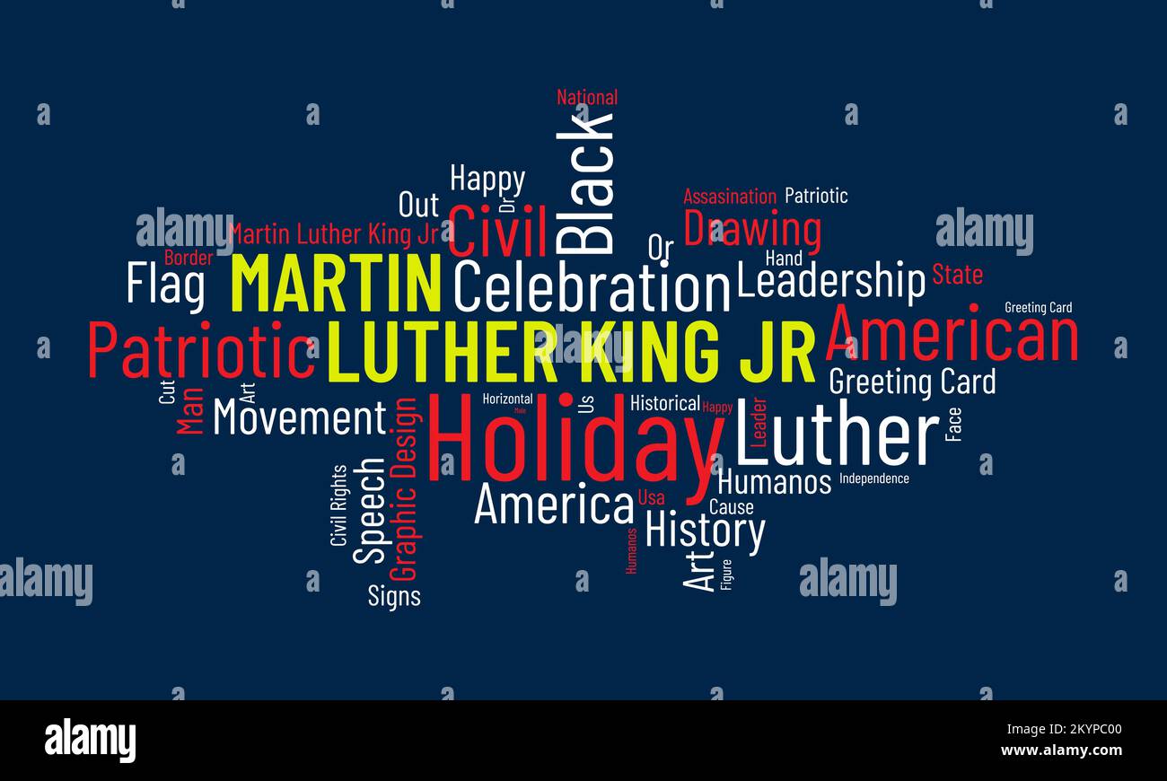 Martin Luther King Jr. word cloud background. Federal awareness Vector ...