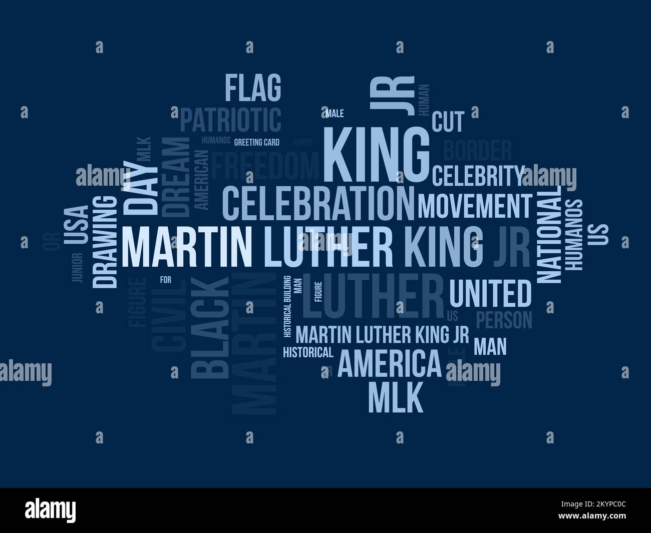 Martin Luther King Jr. word cloud background. Federal awareness Vector illustration design ...