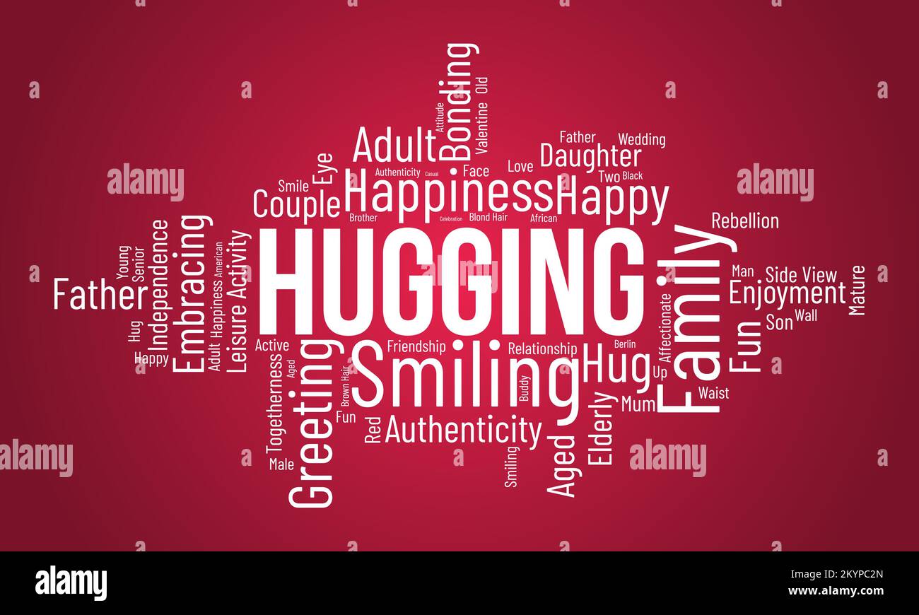 Hugging word cloud background. Relationship awareness Vector ...