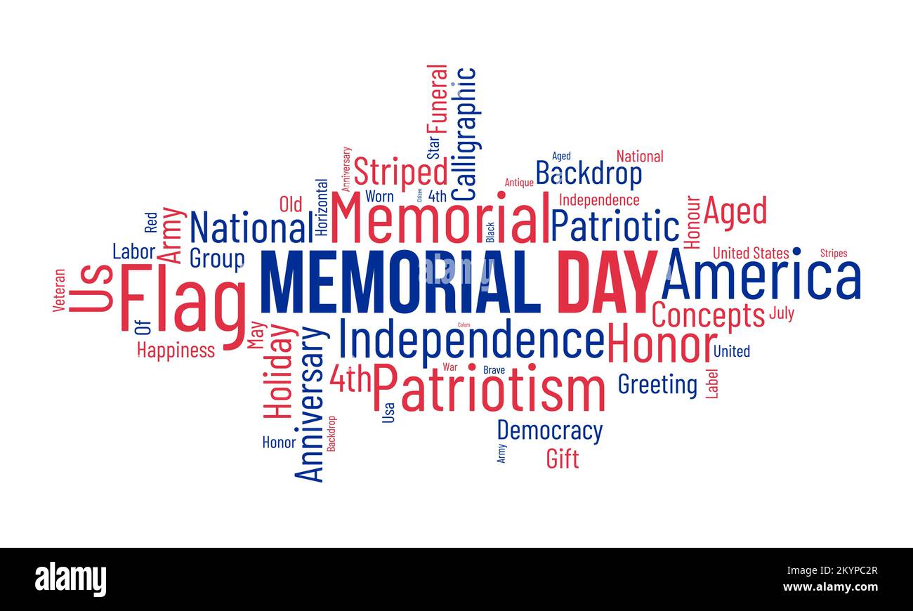 Memorial Day word cloud background. Historical awareness Vector ...