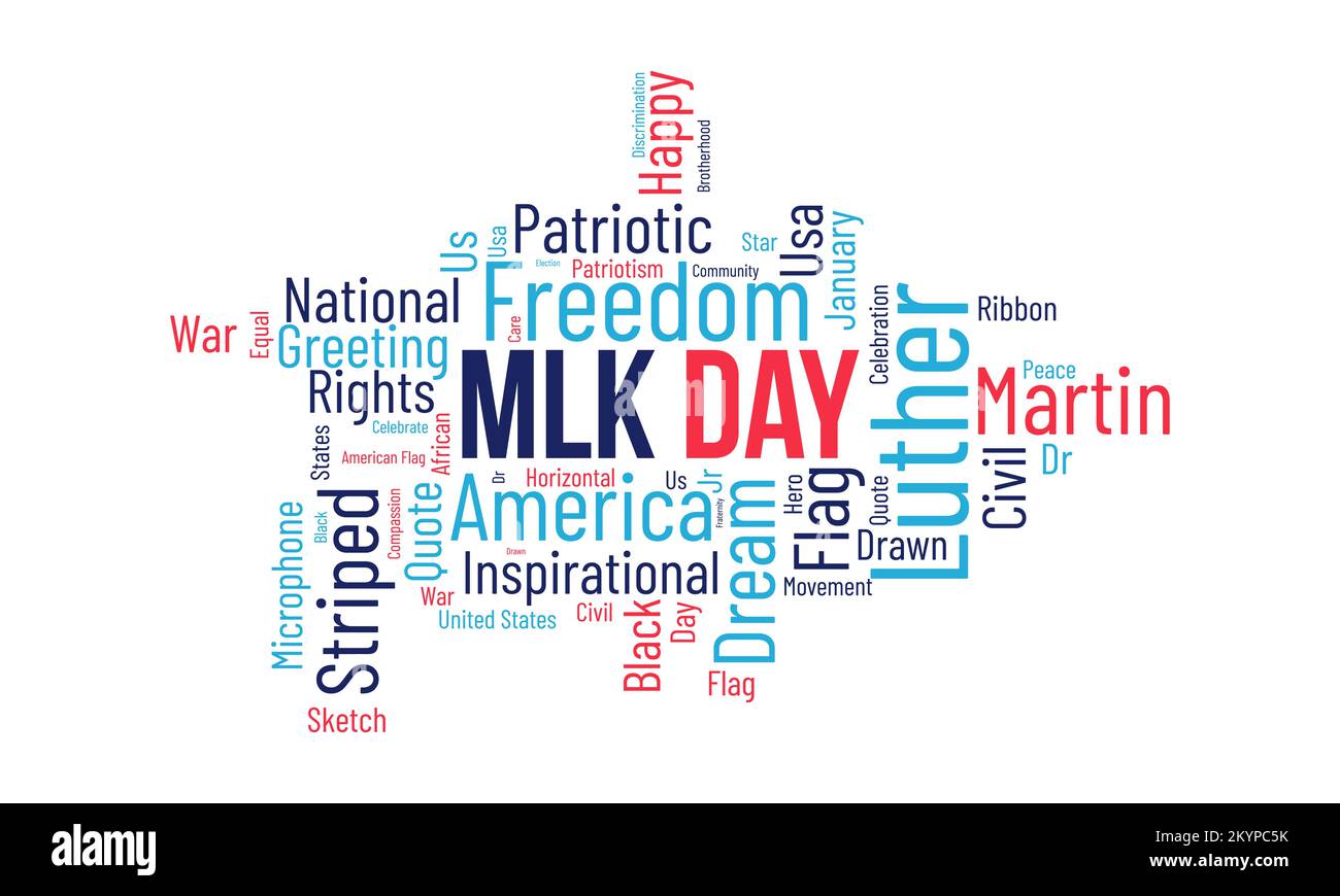 Mlk Day word cloud background. Historical awareness Vector illustration ...