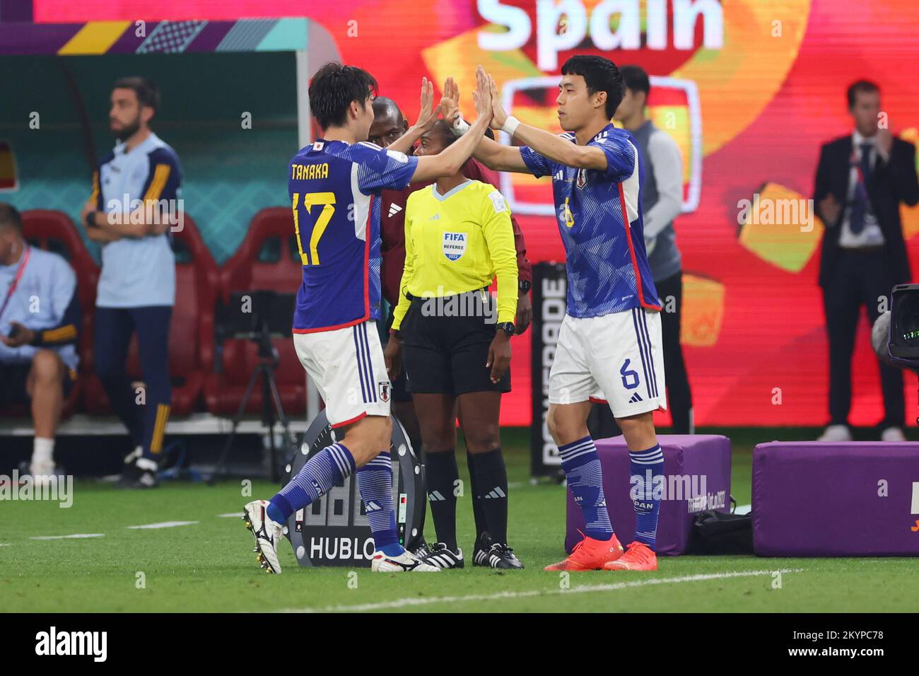 Al Rayyan, Qatar. 1st Dec, 2022. (L-R) Ao Tanaka, Wataru Endo (JPN ...