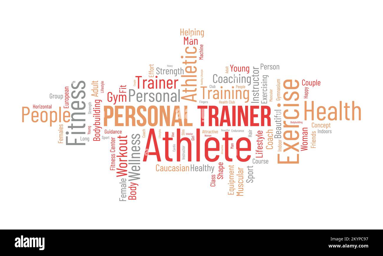 Personal Trainer word cloud background. Sports Health awareness Vector ...