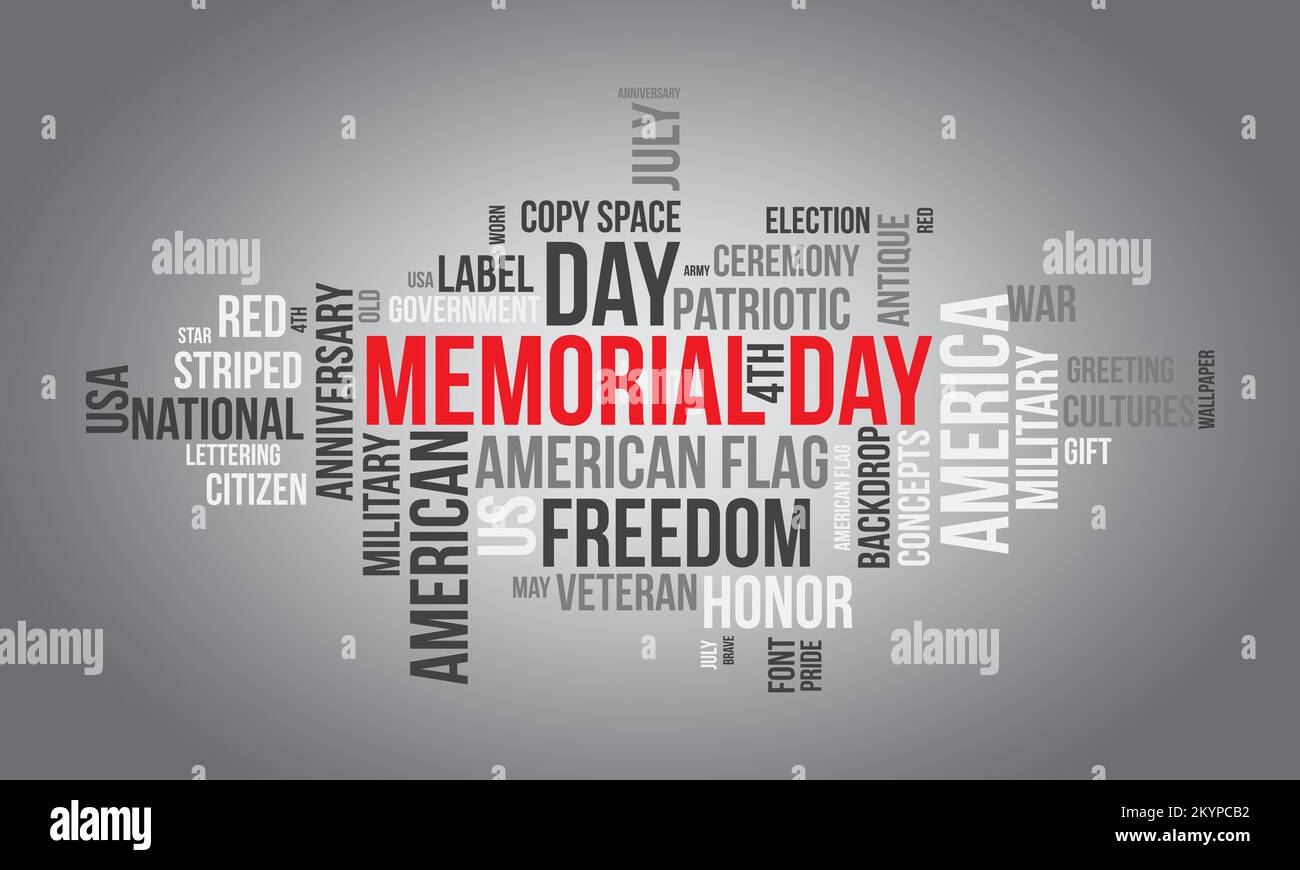 Memorial Day word cloud background. Historical awareness Vector ...