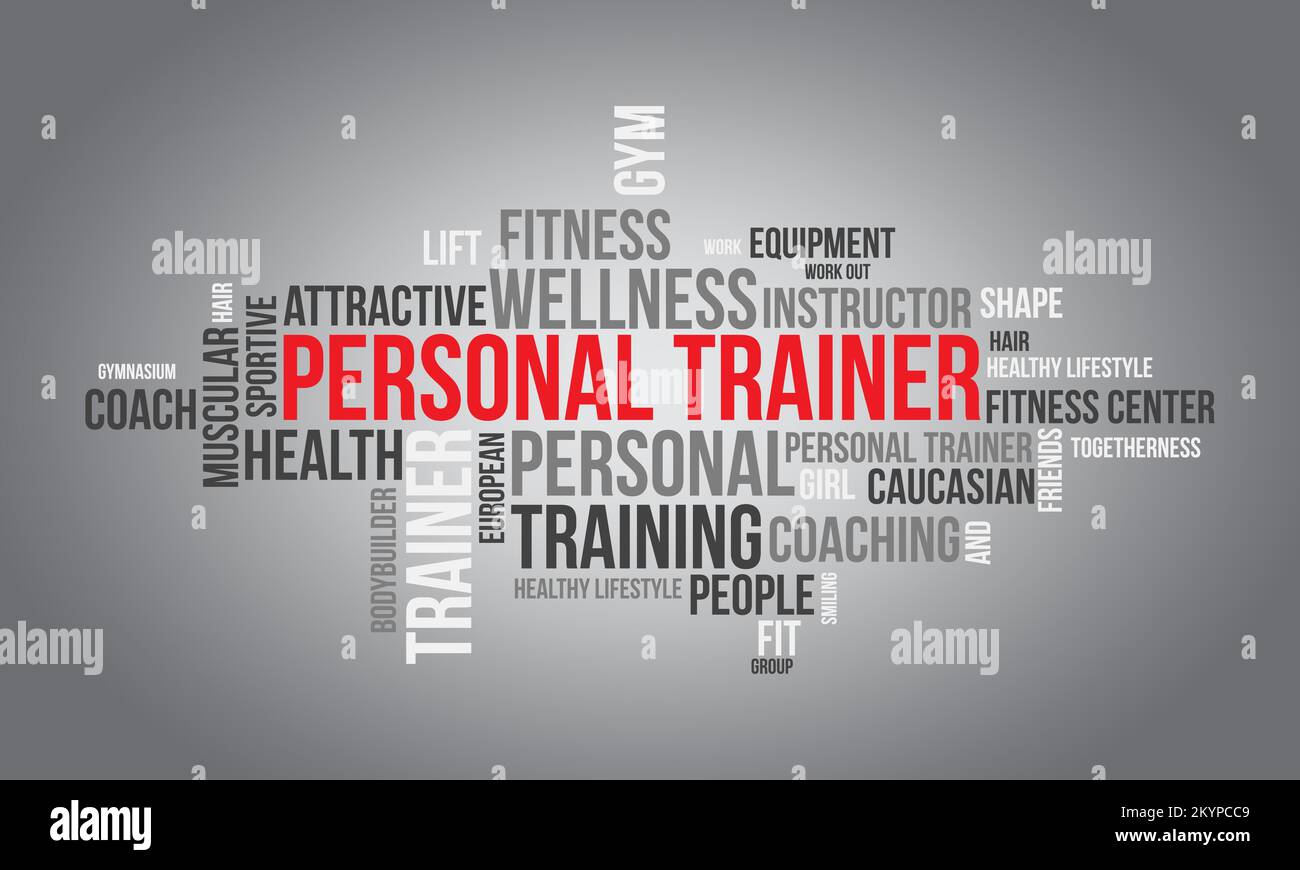 Personal Trainer word cloud background. Sports Health awareness Vector ...