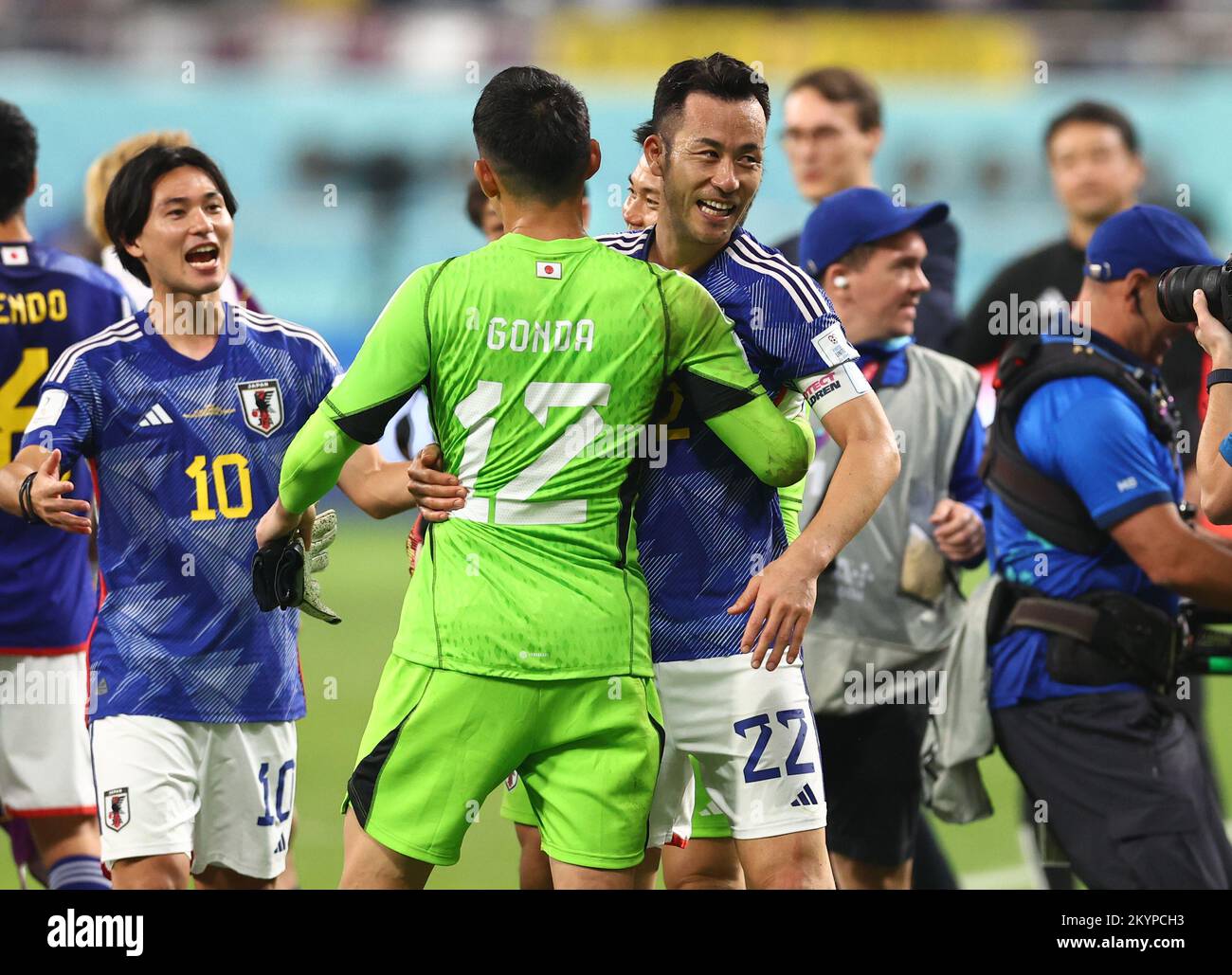 Doha, Qatar, 1st December 2022. Shuichi Gonda of Japan and Maya Yoshida ...