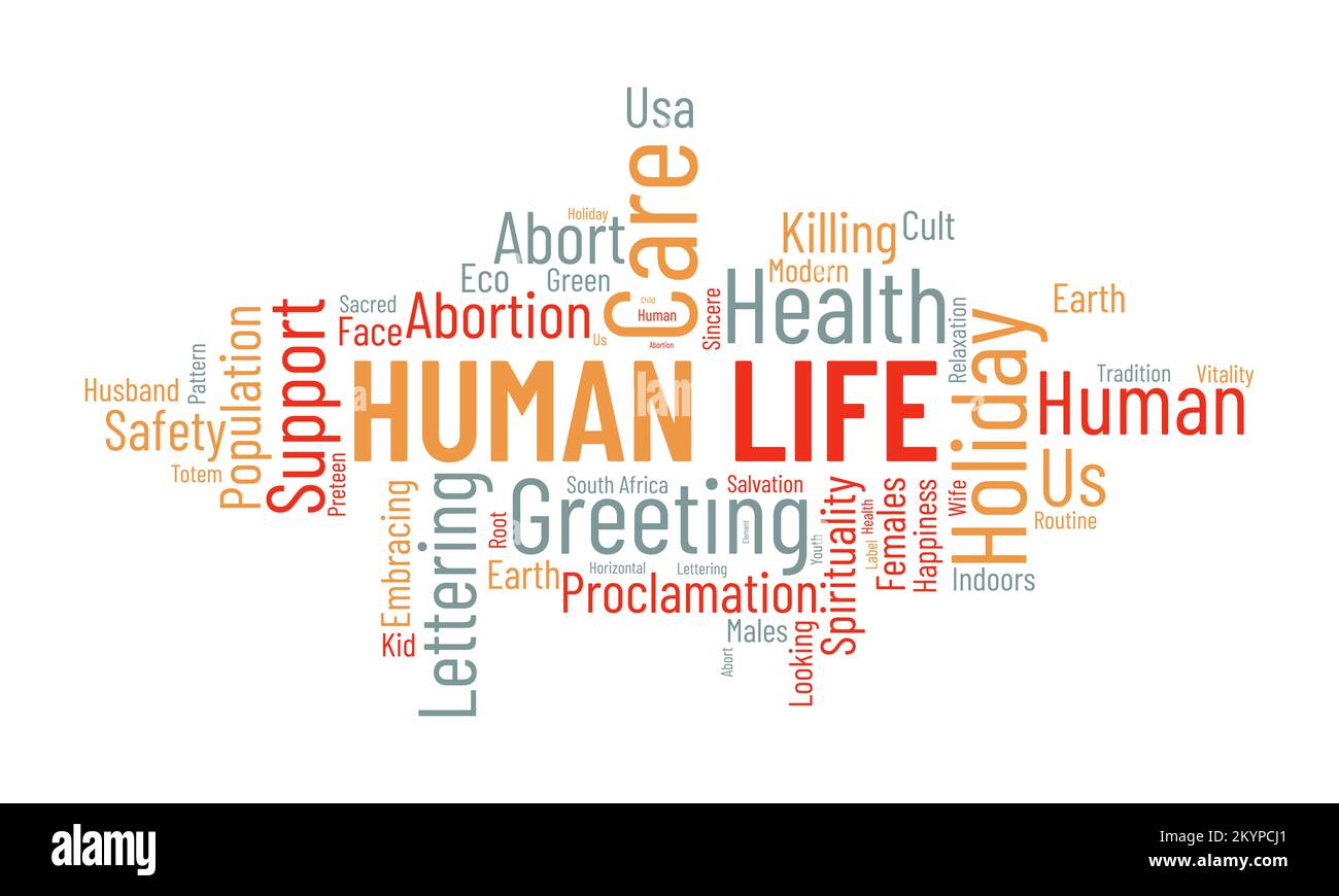 Human Life word cloud background. Appreciation awareness Vector illustration design concept ...