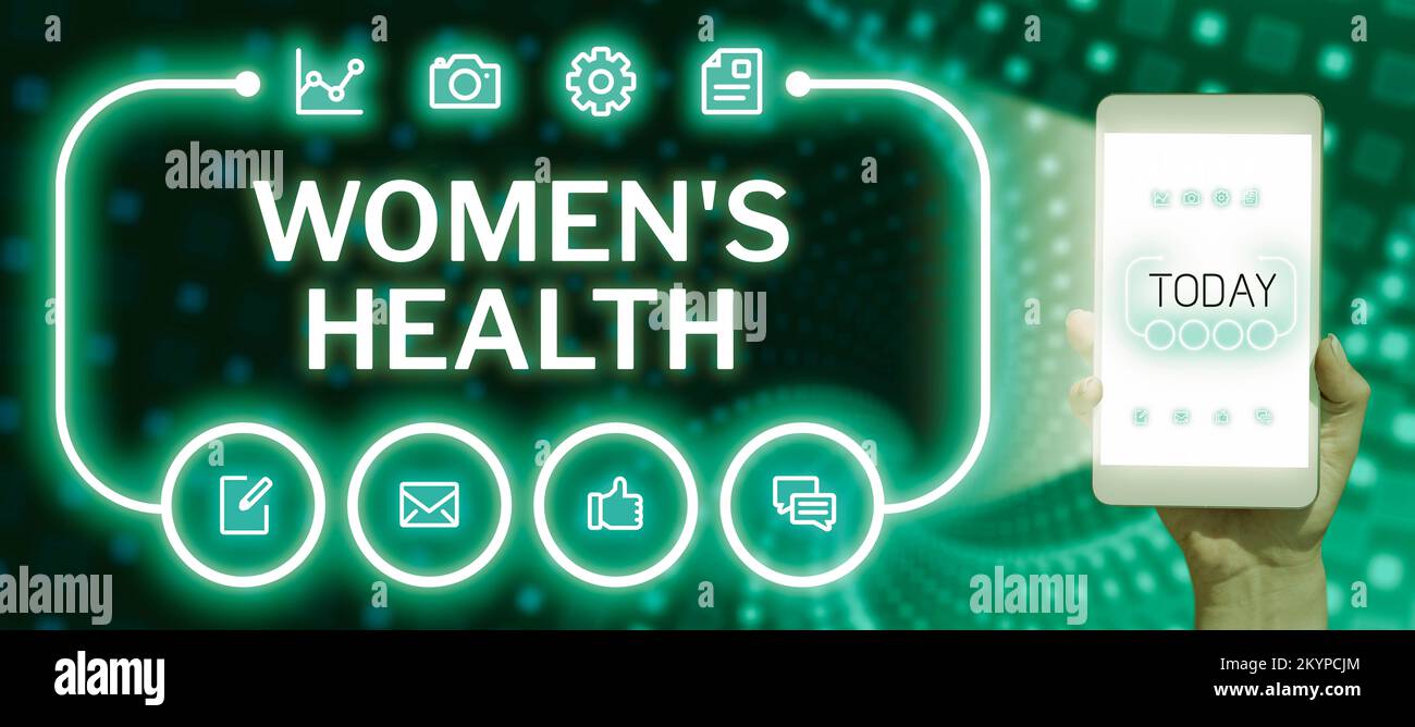 Hand writing sign Women's Health. Internet Concept Women's physical ...