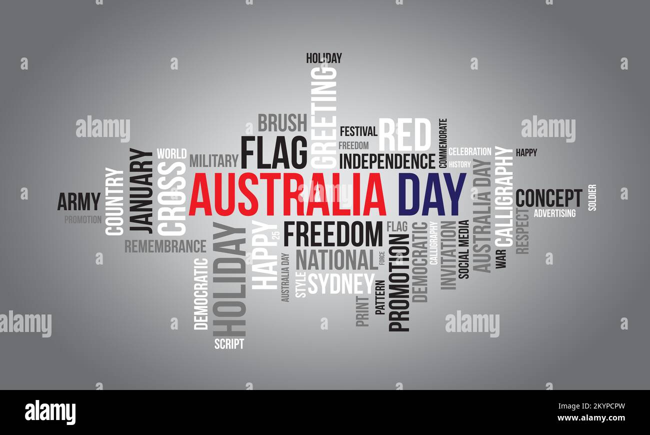 Australia Day word cloud background. Federal awareness Vector ...