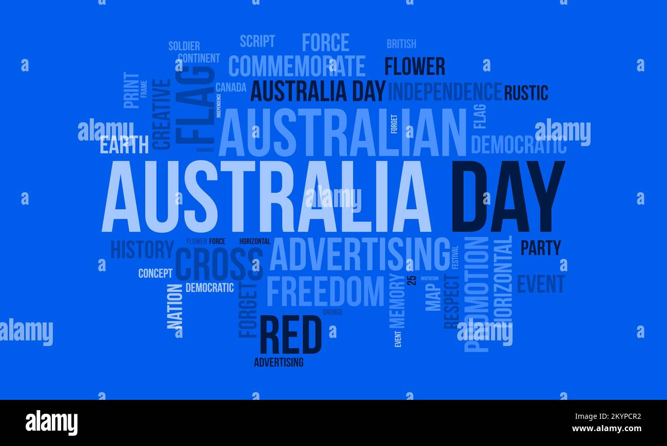 Australia Day word cloud background. Federal awareness Vector ...