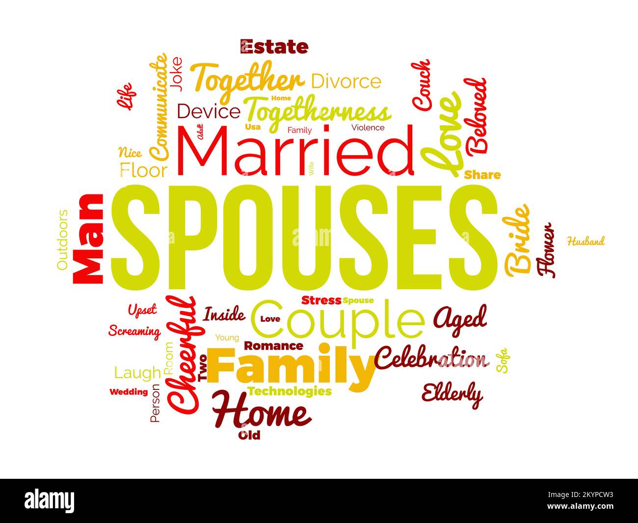 Spouses Word Cloud Background Relationship Awareness Vector Illustration Design Concept Stock
